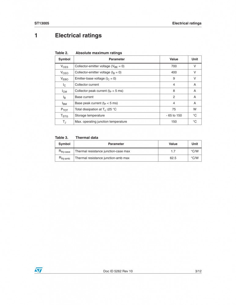 ST13005 datasheet page 3
