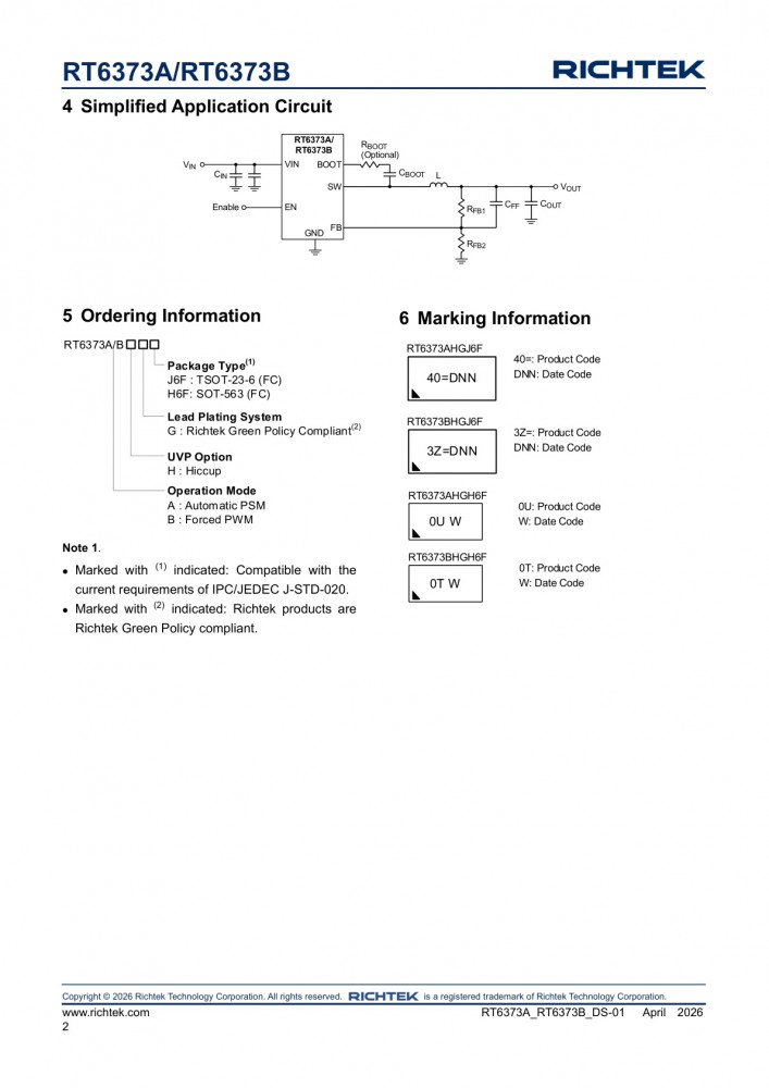 RT6373 datasheet page 2