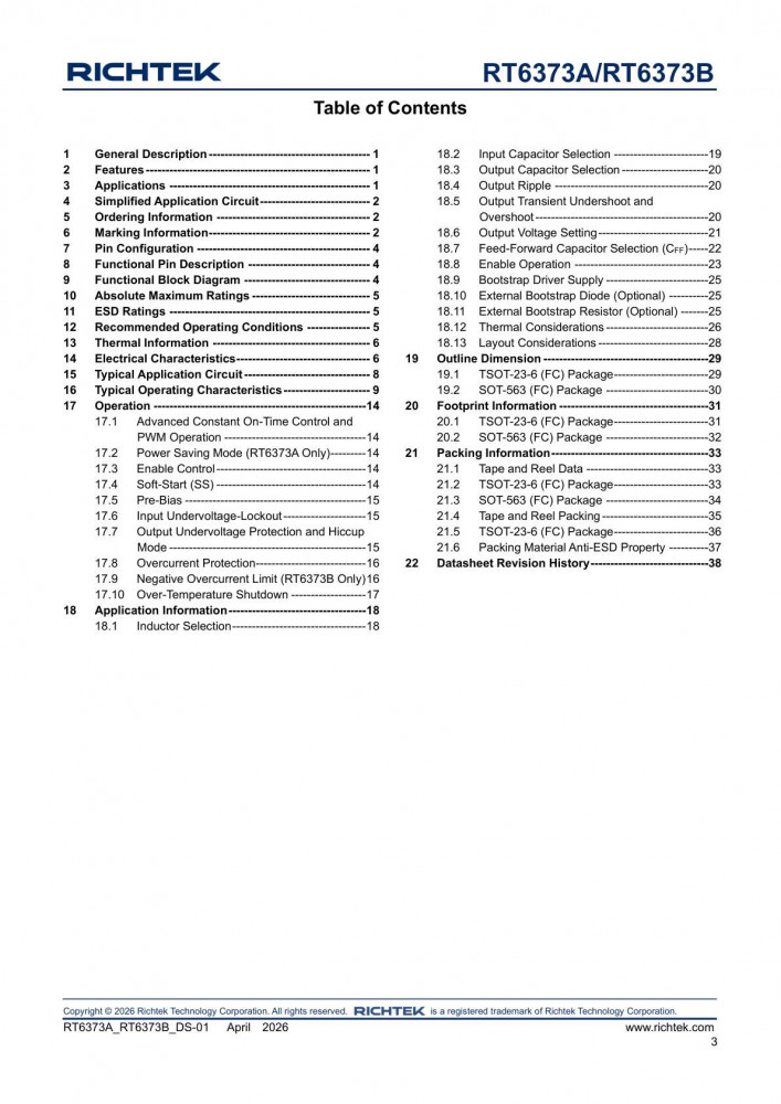 RT6373 datasheet page 3