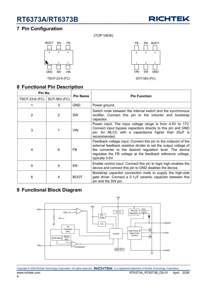 RT6373 datasheet page 4