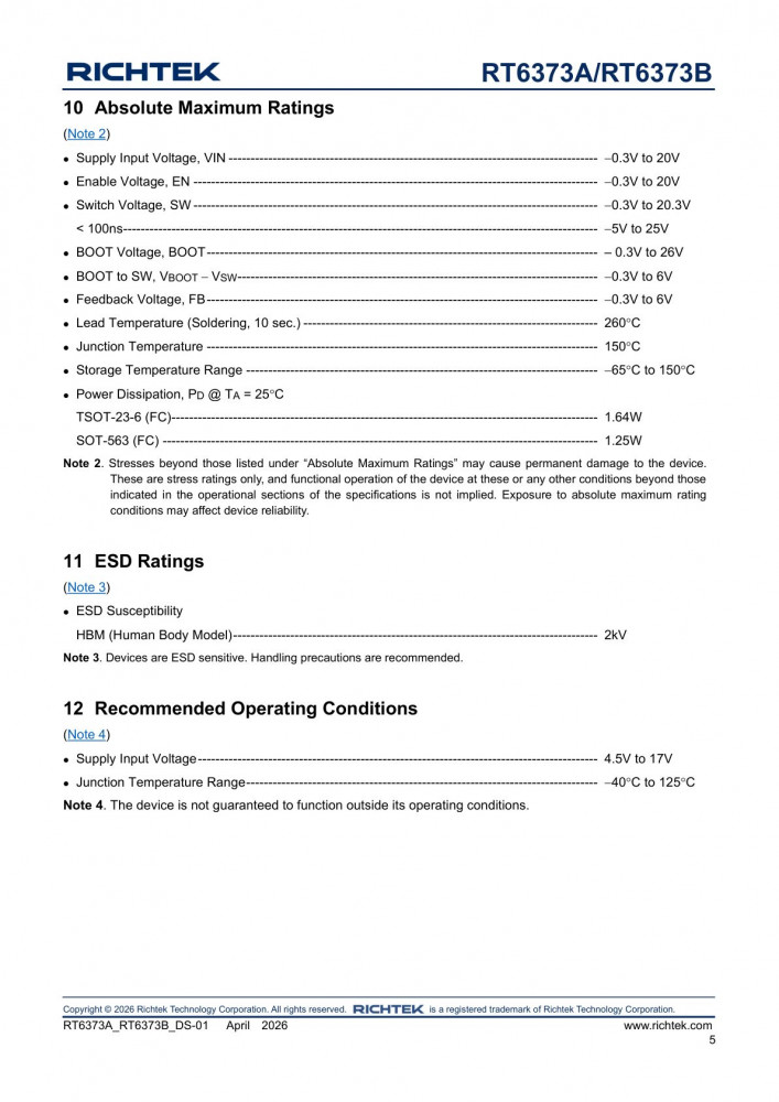 RT6373 datasheet page 5