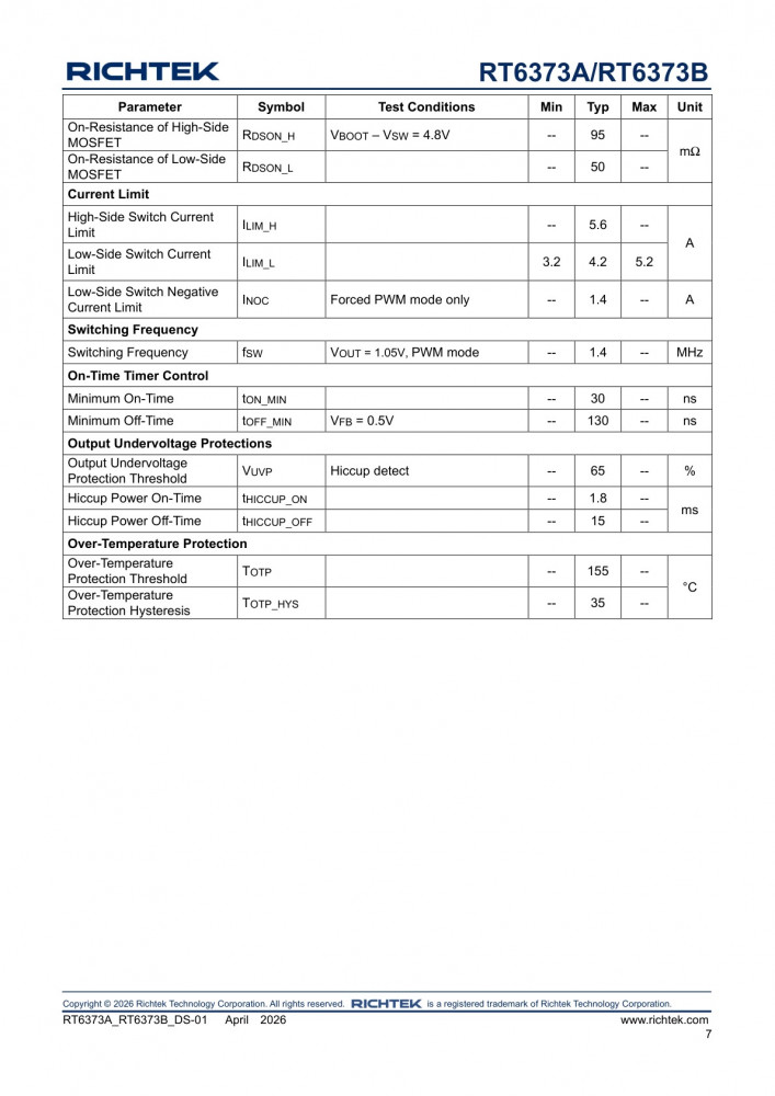 RT6373 datasheet page 7