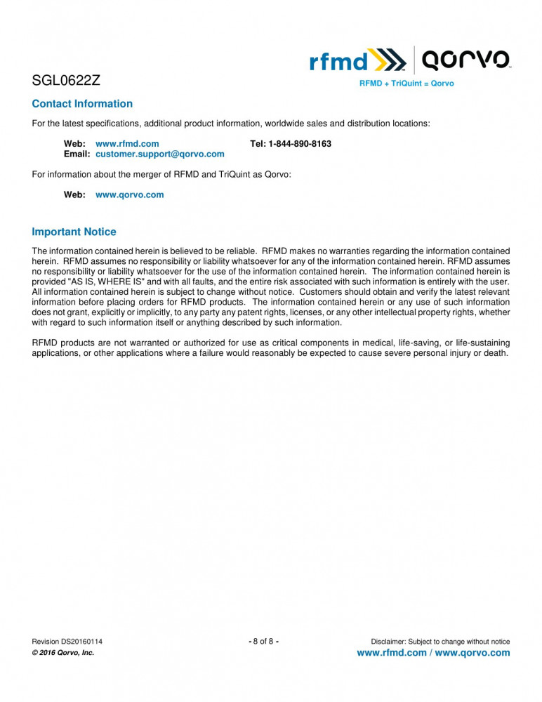 SGL0622Z datasheet page 8