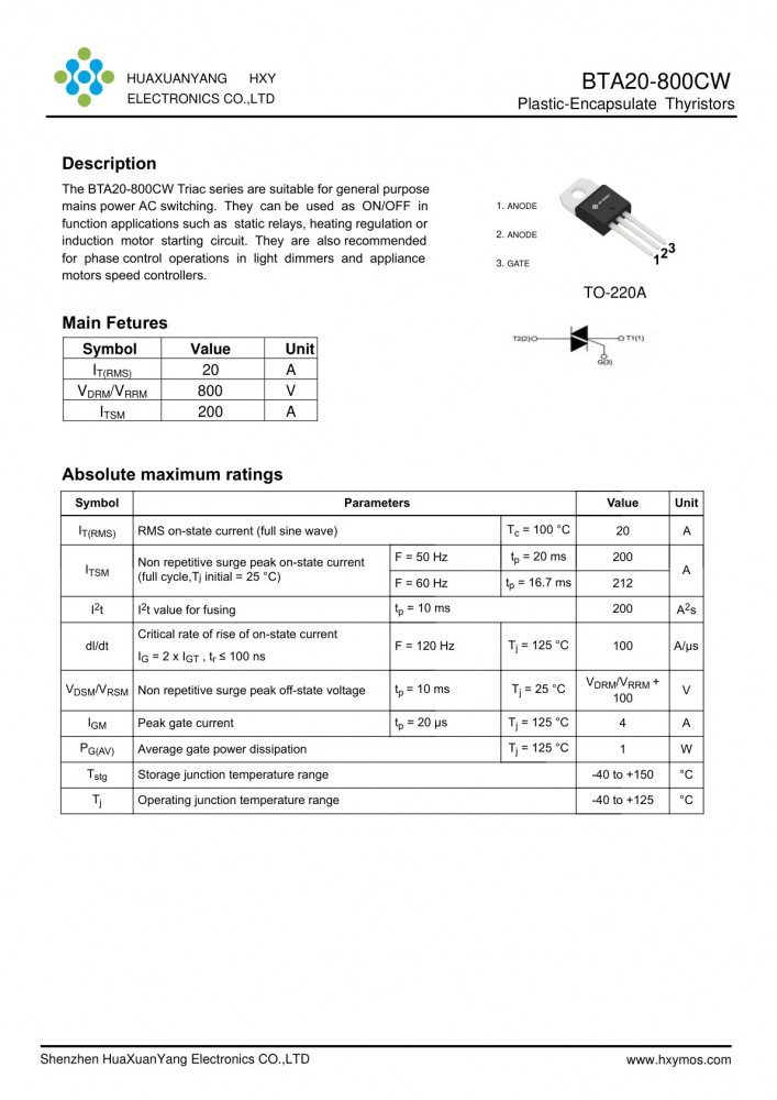 BTA20-800CW datasheet page 1