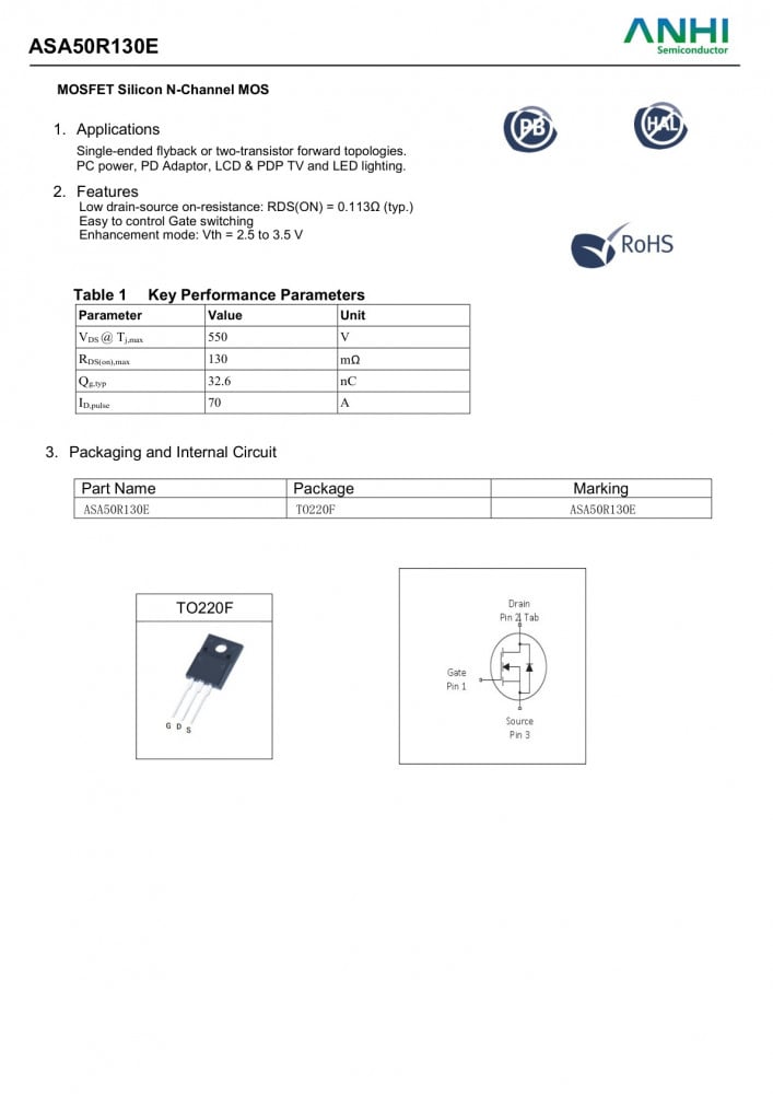 ASA50R130E datasheet page 1