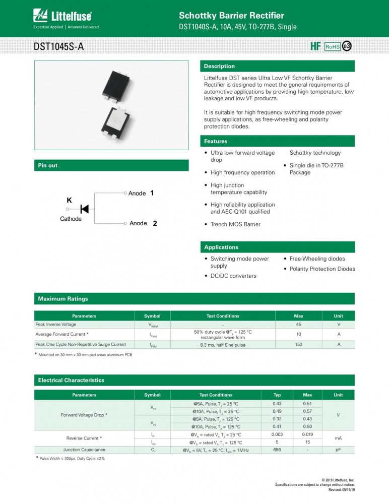 DST1045S-A datasheet page 1