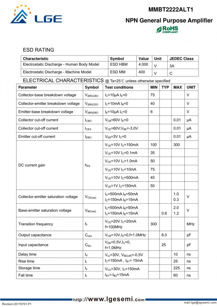 MMBT2222ALT1 datasheet page 2