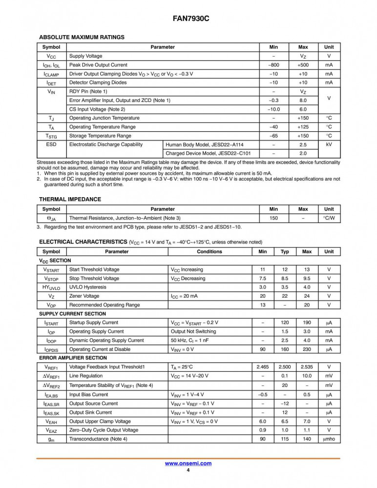 FAN7930C datasheet page 4