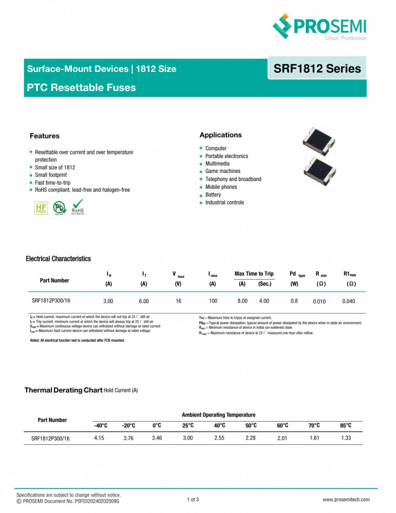 SRF1812P300/16 datasheet page 1