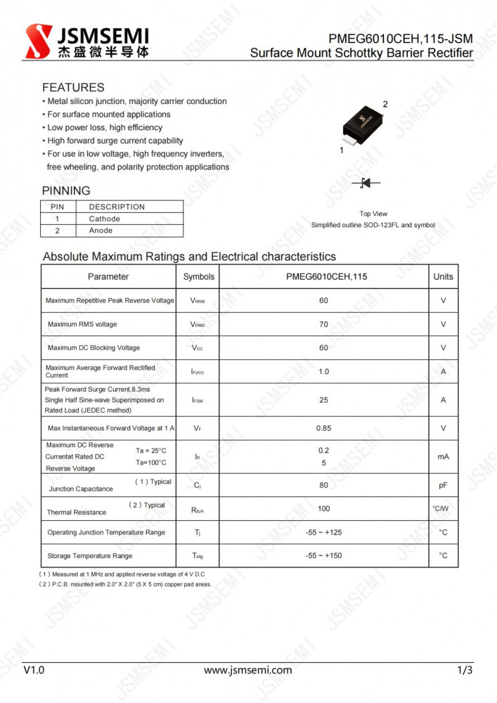 PMEG6010CEH,115-JSM datasheet page 1
