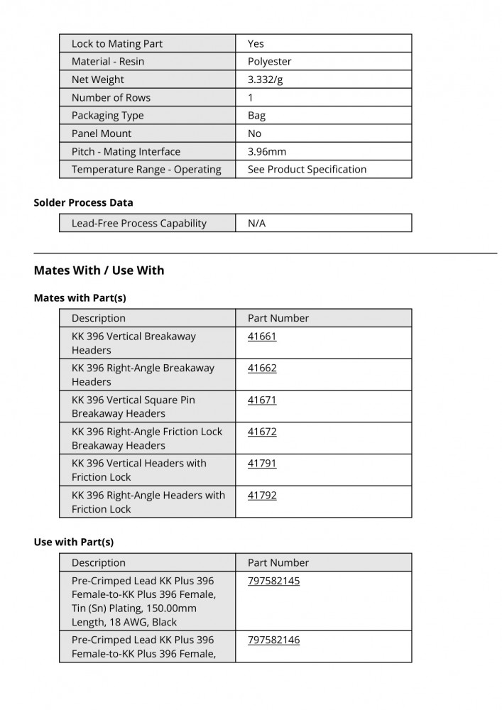 MOLEX KK 396 product specification page 3