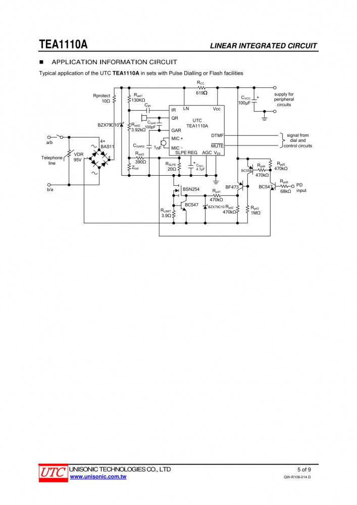 UTC TEA1110A datasheet page 5