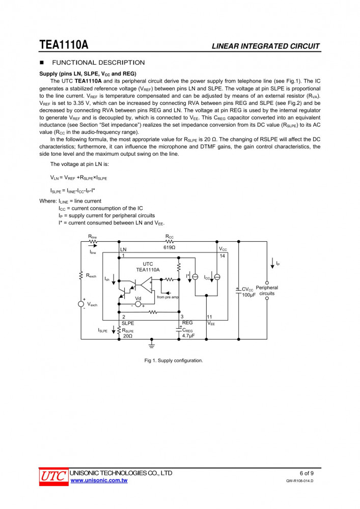 UTC TEA1110A datasheet page 6