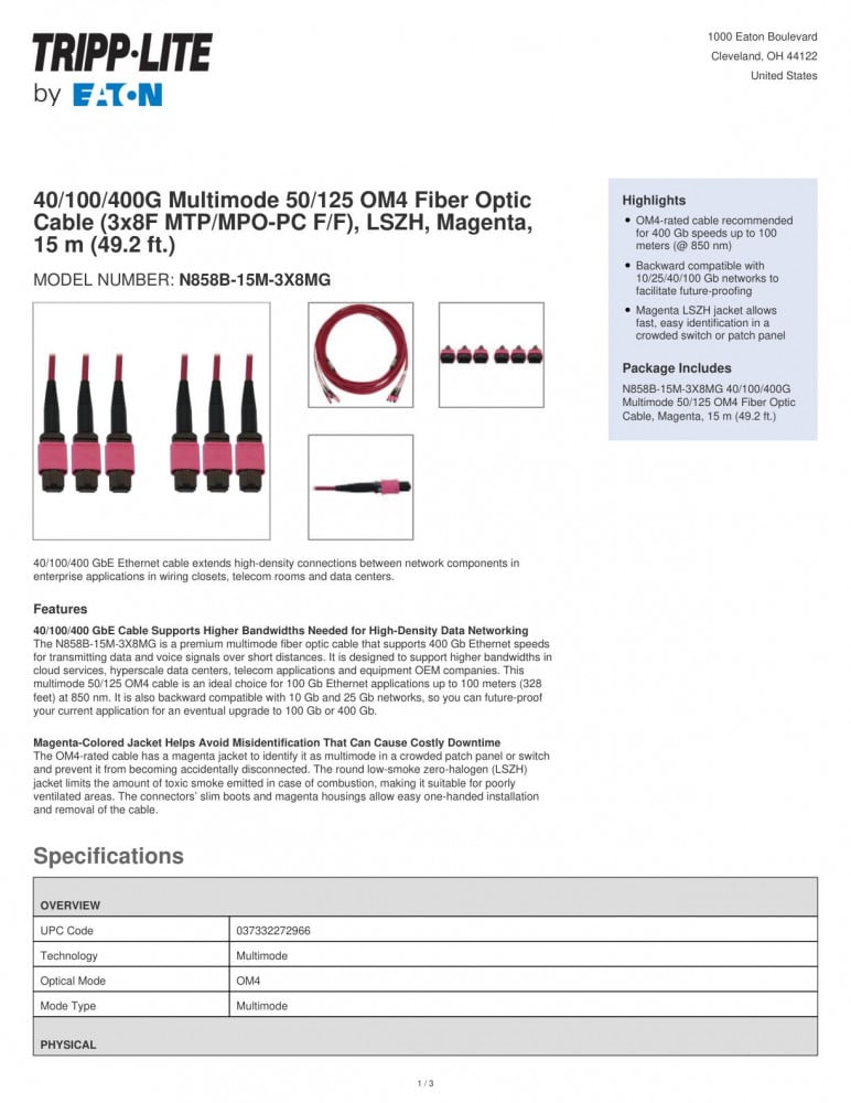 N858B-15M-3X8MG technical document page 1