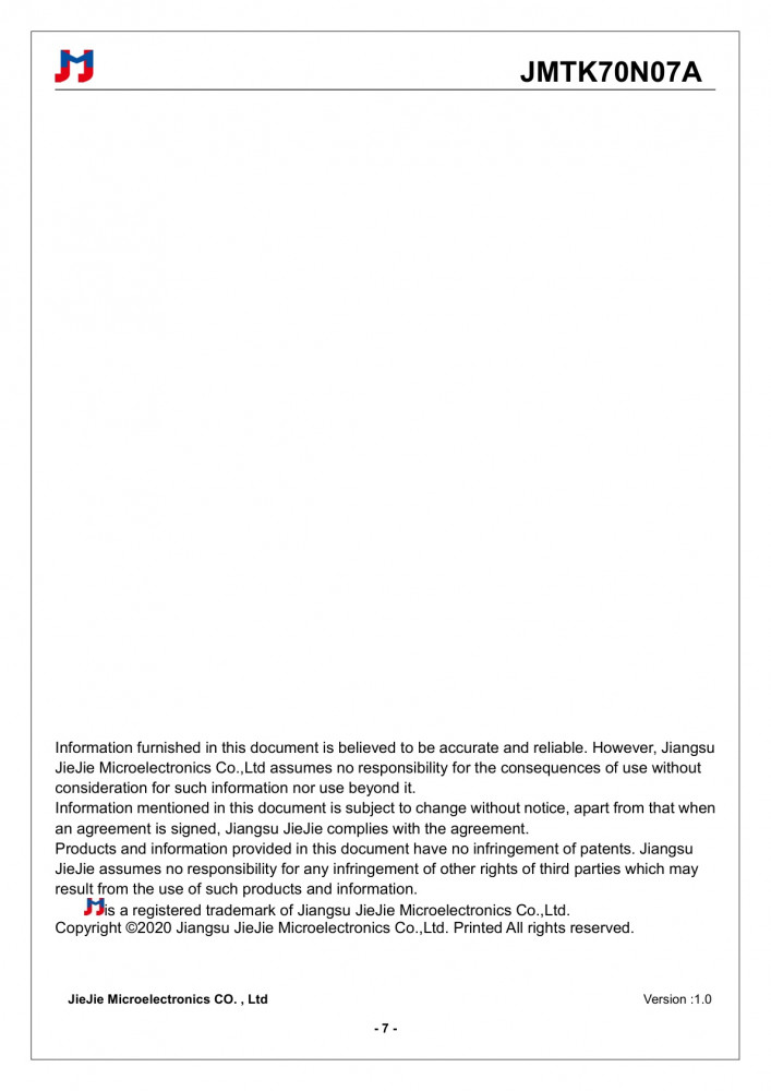 JMTK70N07A datasheet page 7