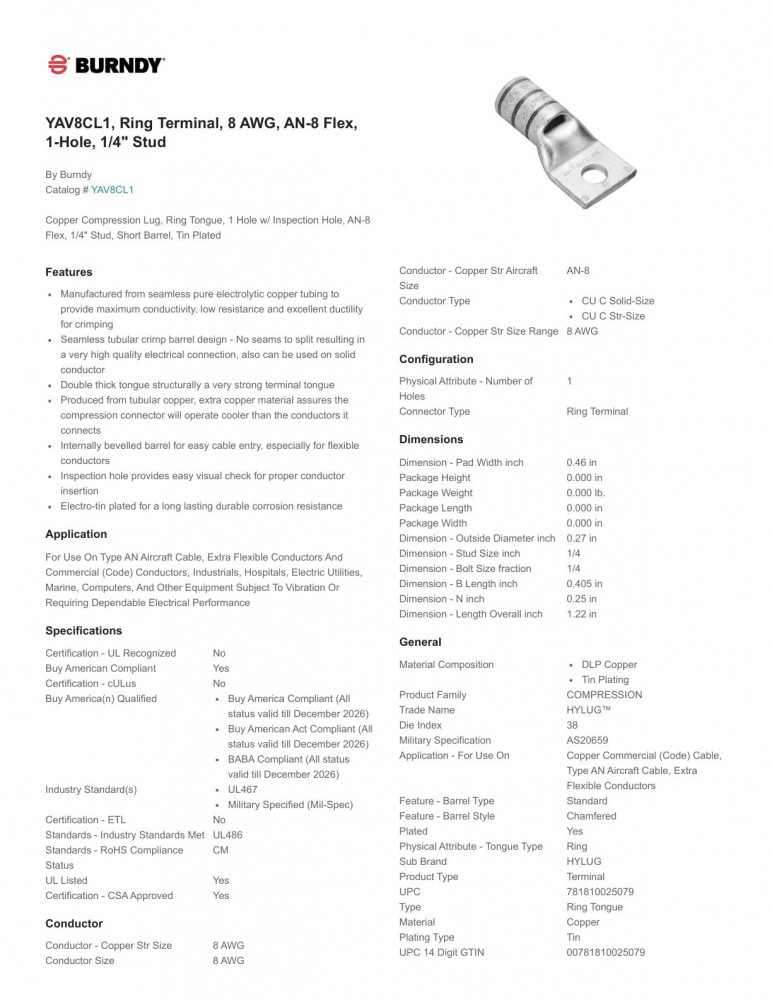 YAV8CL1 technical document image, page 1