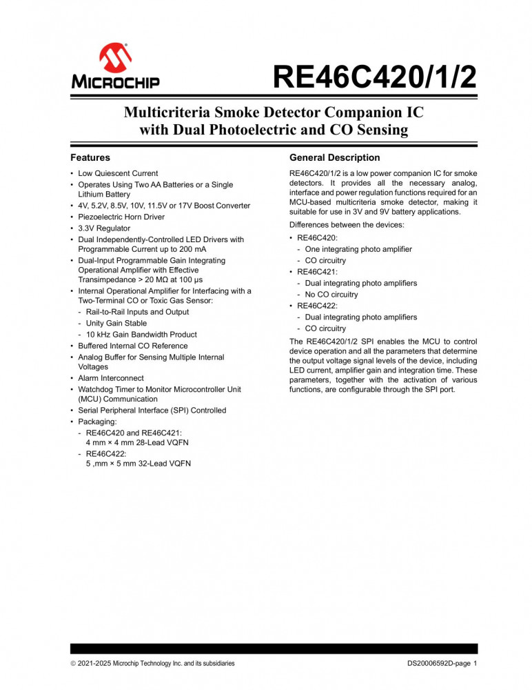 RE46C421 technical document page 1