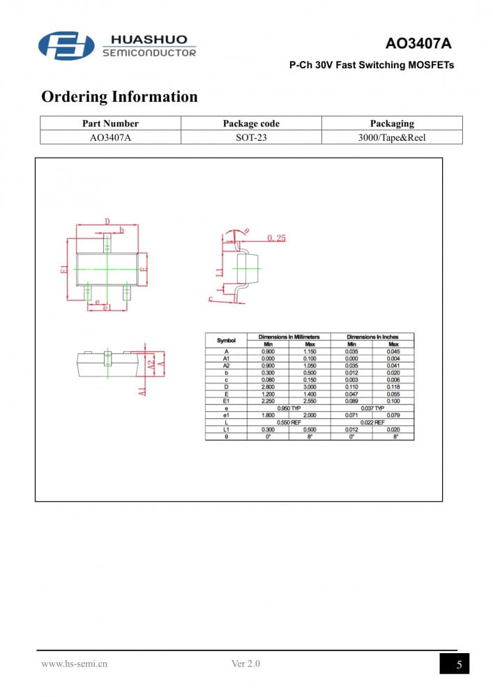 AO3407A datasheet page 5