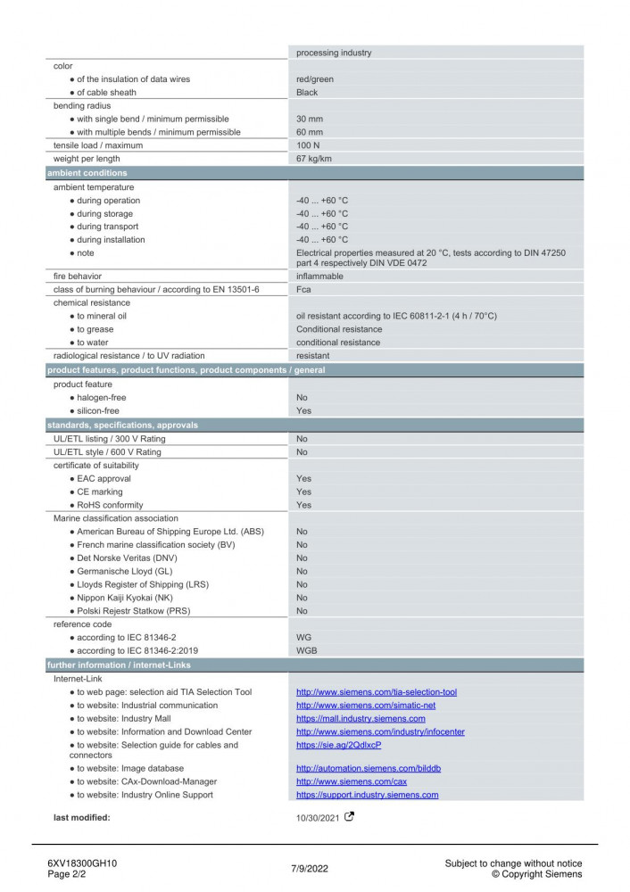 6XV18300GH10 technical document page 2