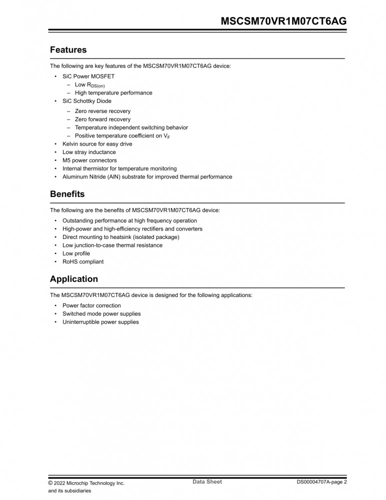 MSCSM70VR1M07CT6AG datasheet page 2