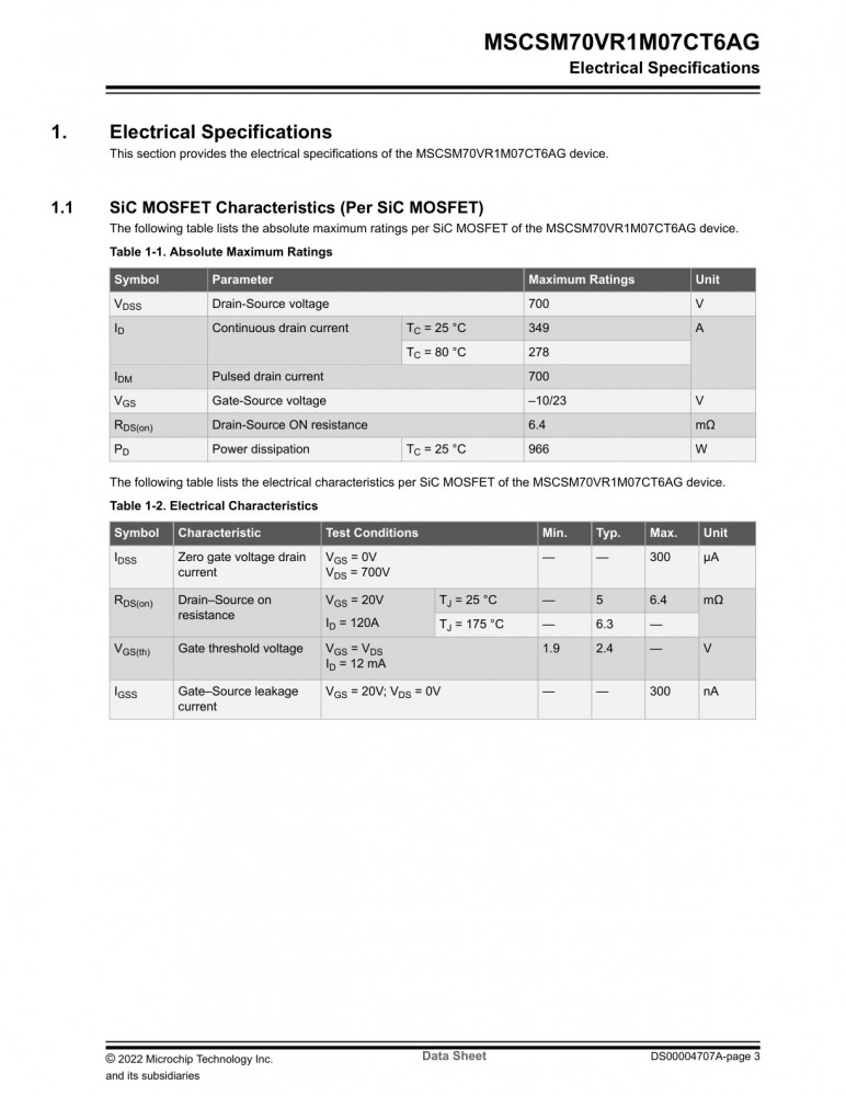 MSCSM70VR1M07CT6AG datasheet page 3