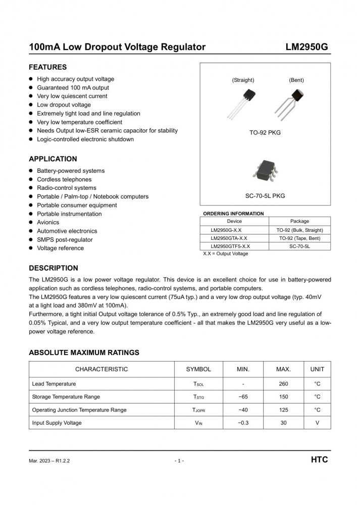 LM2950GTF5-5.0 datasheet page 1