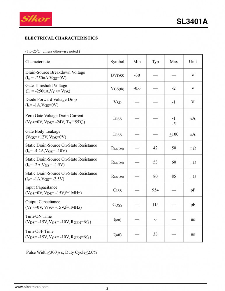 SL3401A datasheet page 2