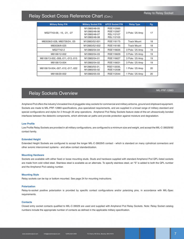 Amphenol Pcd relay socket catalog page 7