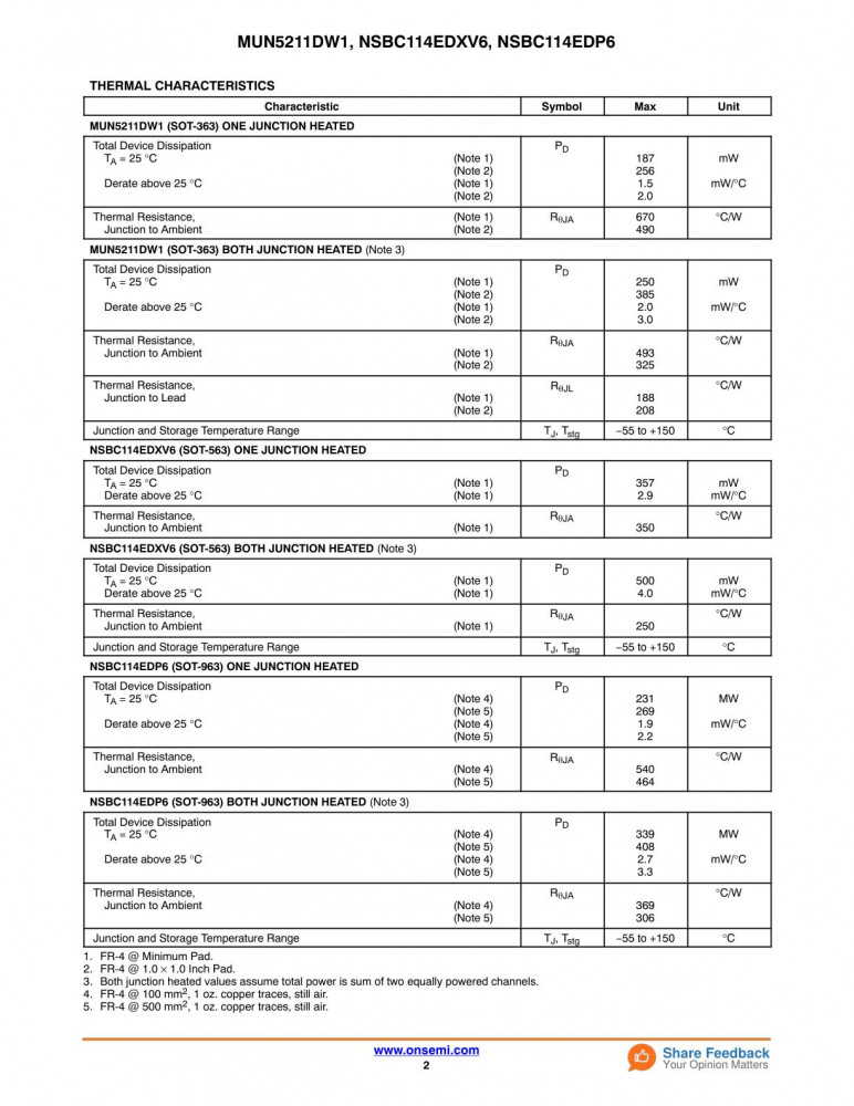 MUN5211DW1T1G datasheet page 2