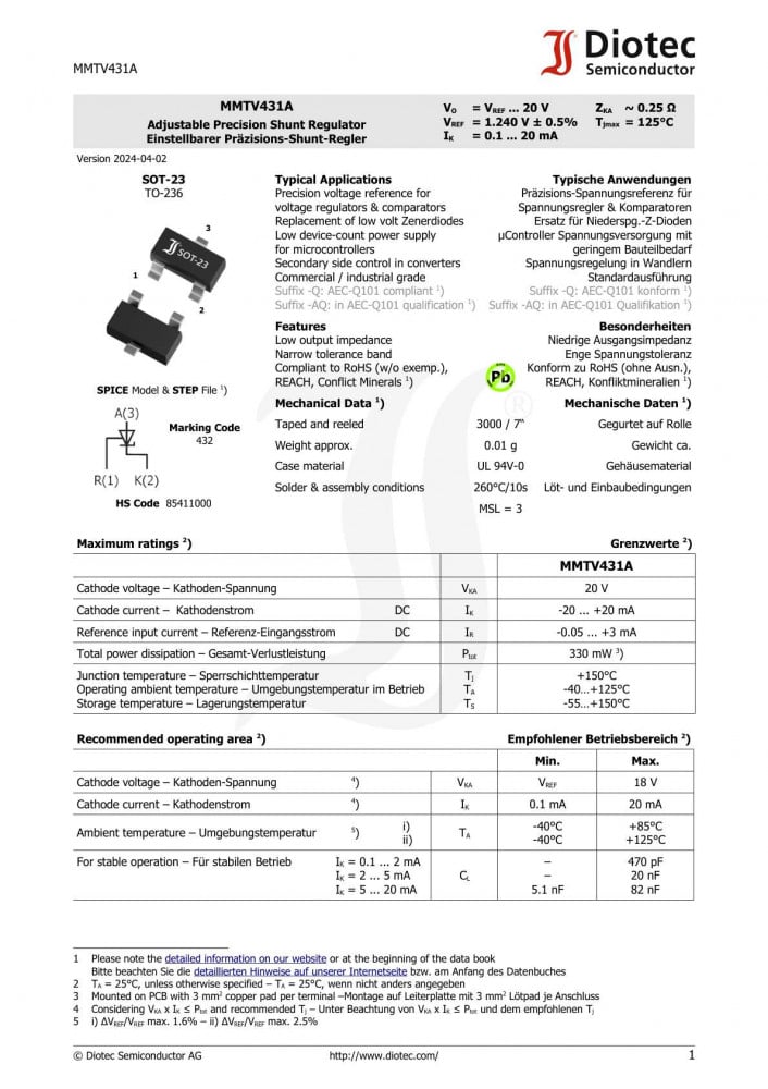 MMTV431A datasheet page 1