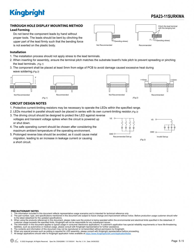 PSA23-11SURKWA datasheet page 5