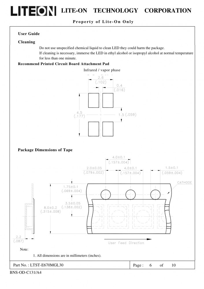 LTST-E670MGL30 datasheet page 6