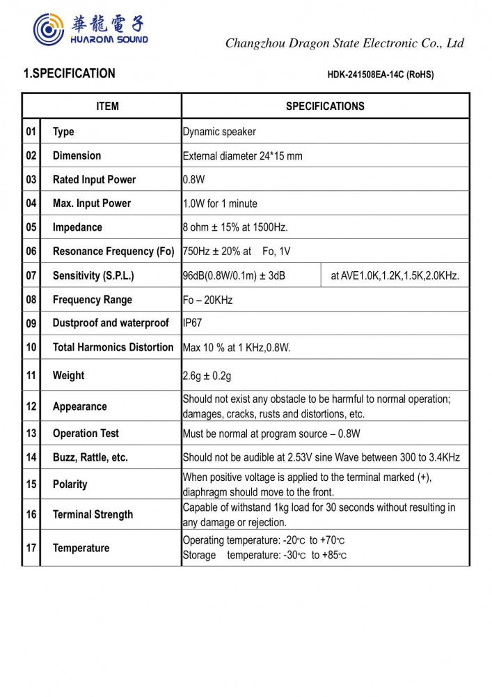 HDK-241508EA-14C specification page 2