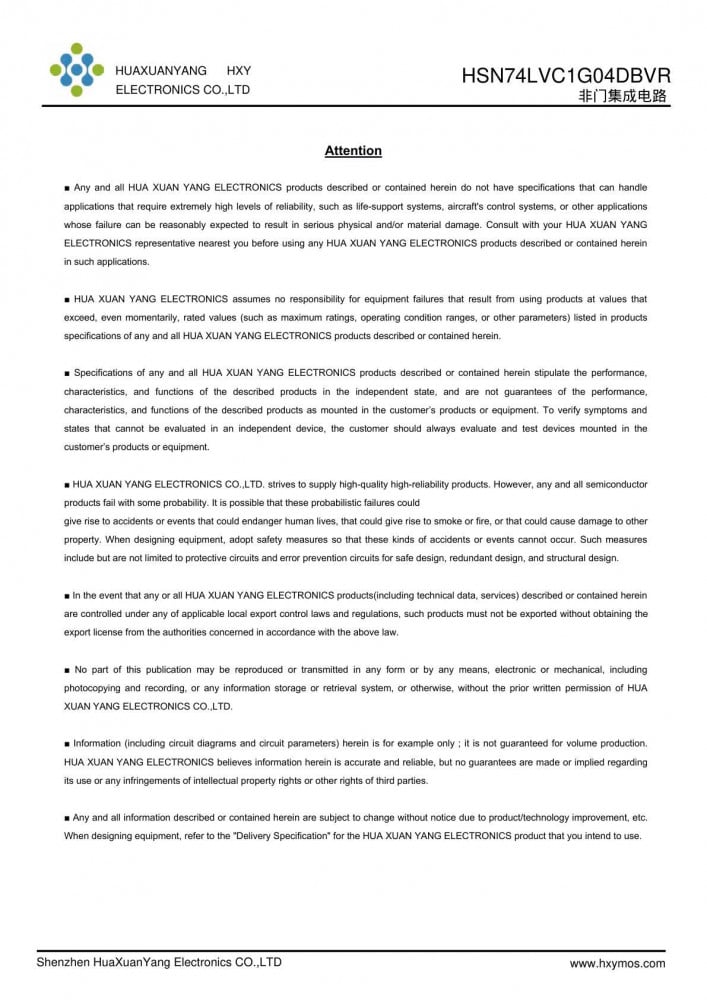HSN74LVC1G04DBVR datasheet page 6