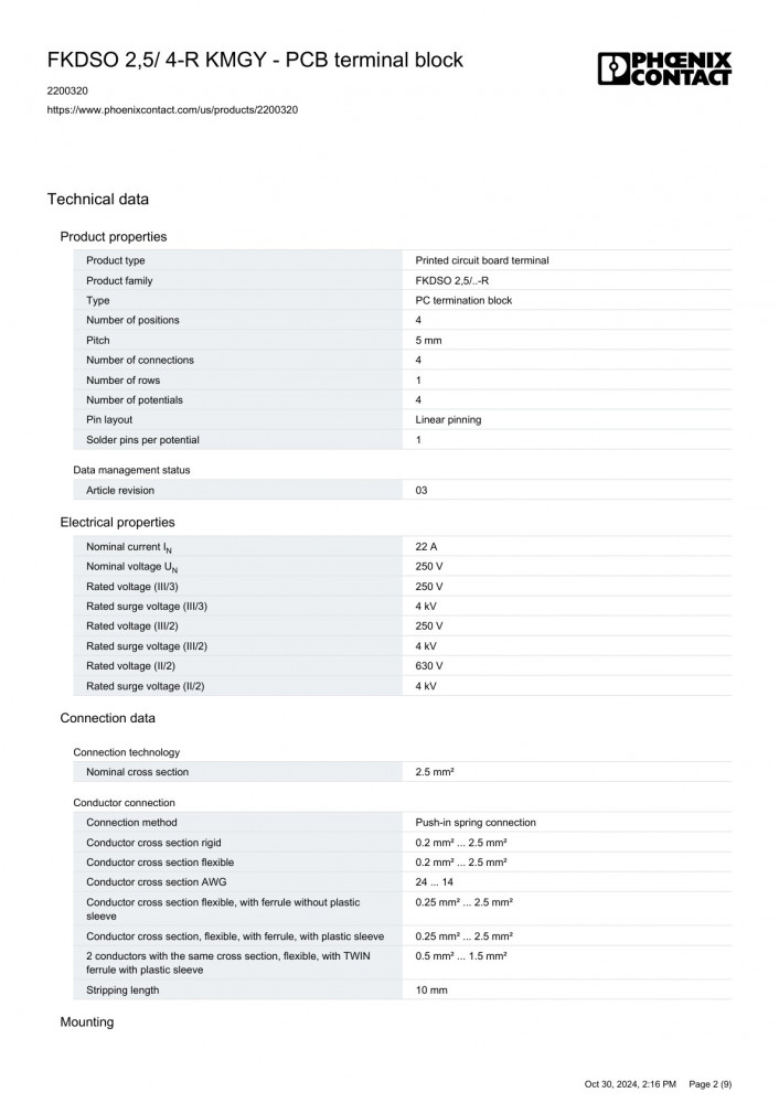 Phoenix Contact 2200320 product data page 2