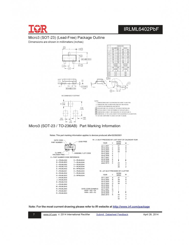 IRLML6402TRPBF datasheet page 7