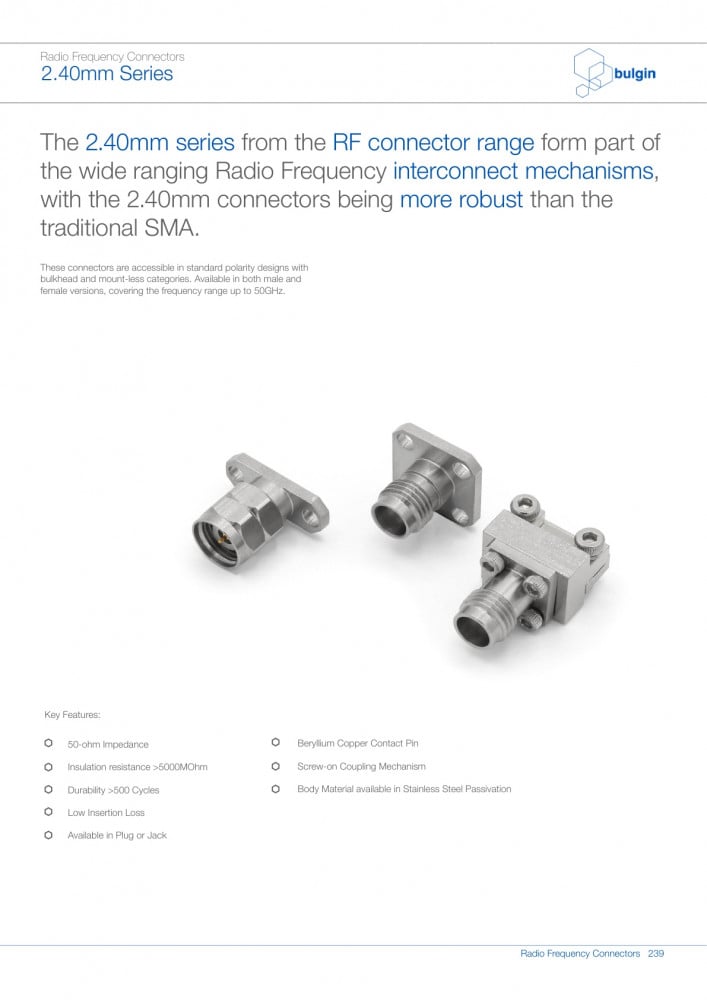 Bulgin RF240 series documentation page 1