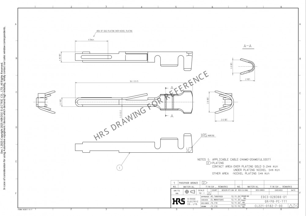 HRS QR/P8-PC-111 technical drawing reference