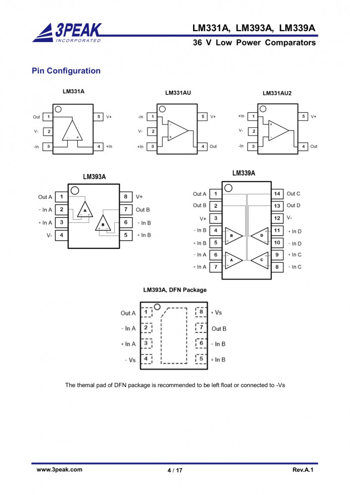 3PEAK LM339A datasheet page 4