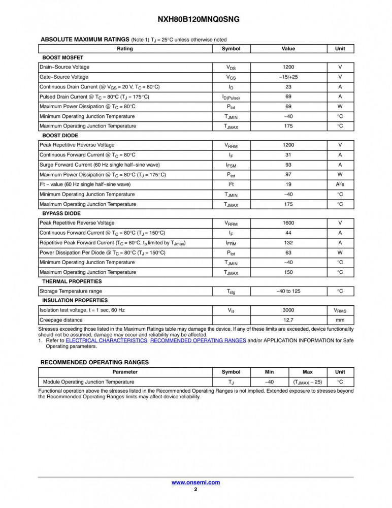NXH80B120MNQ0SNG datasheet page 2