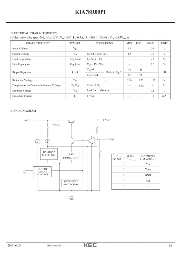 KIA78R00PI-U/P datasheet page 2