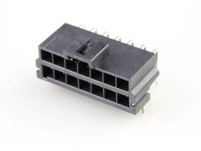 Ultra-Fit Right-Angle Header with Solder Nail, 3.50mm Pitch, Dual Row, 6 Circuits, 0.76µm Gold (Au) Plating, Black, Glow-Wire Capable, Tray