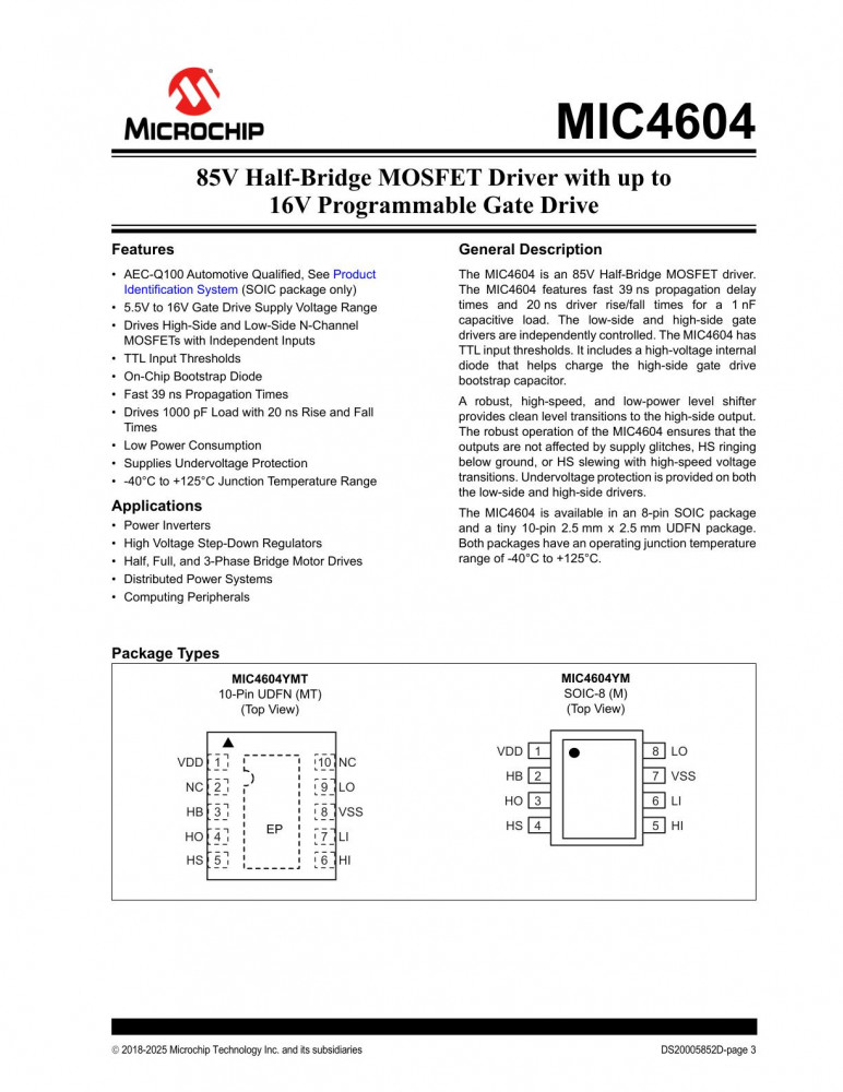 MIC4604 datasheet page 1