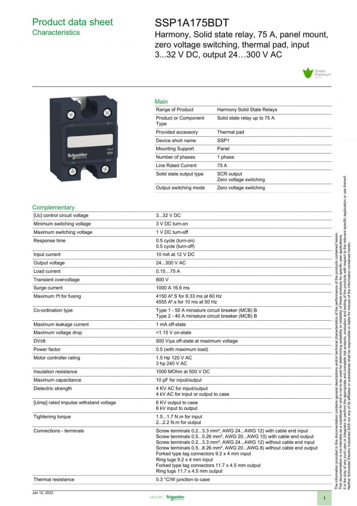 SSP1A175BDT technical document page 1