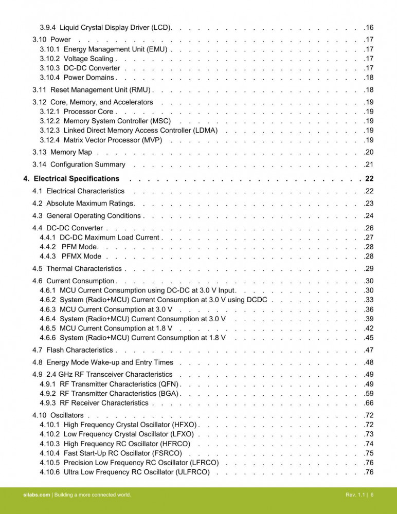 EFR32MG26 datasheet preview, page 6