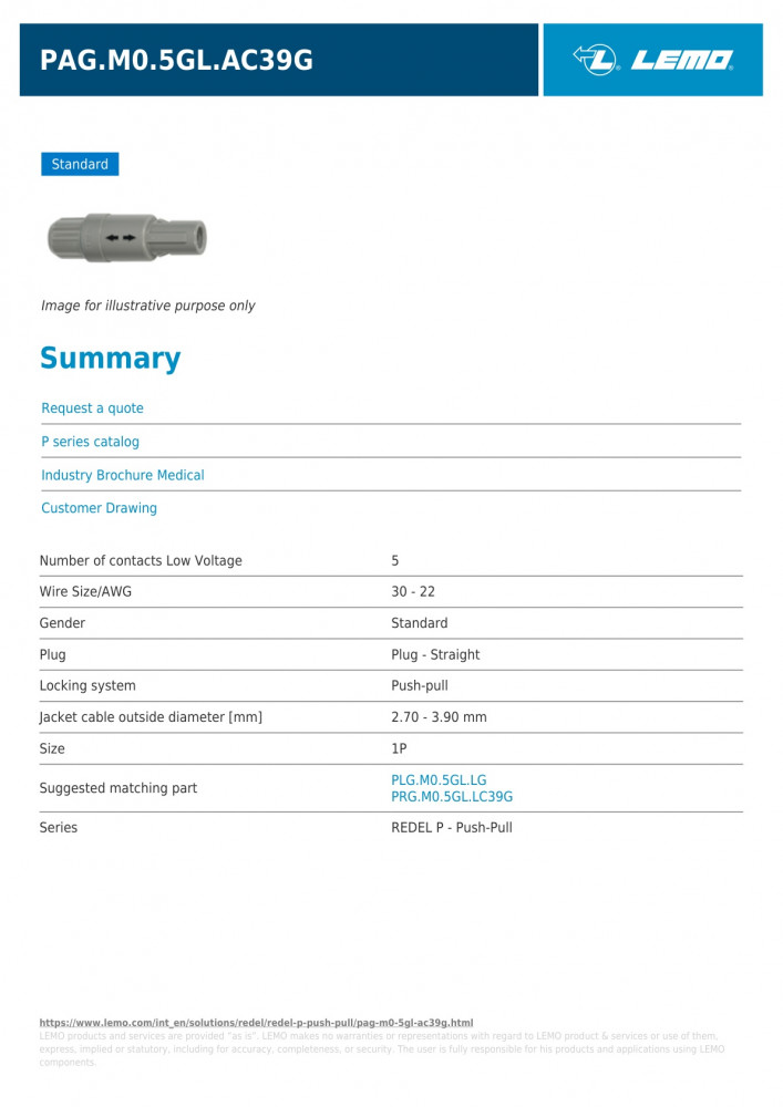 PAG.M0.5GL.AC39G technical document page 1