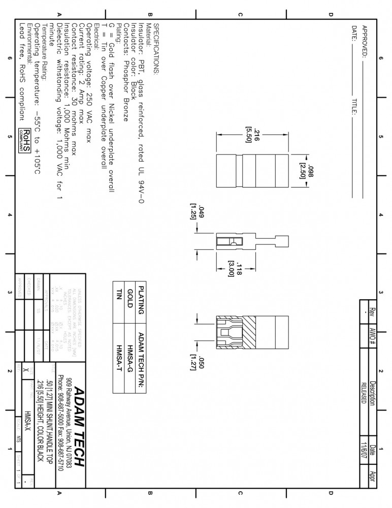 ADAM TECH HMSA-T technical drawing document preview