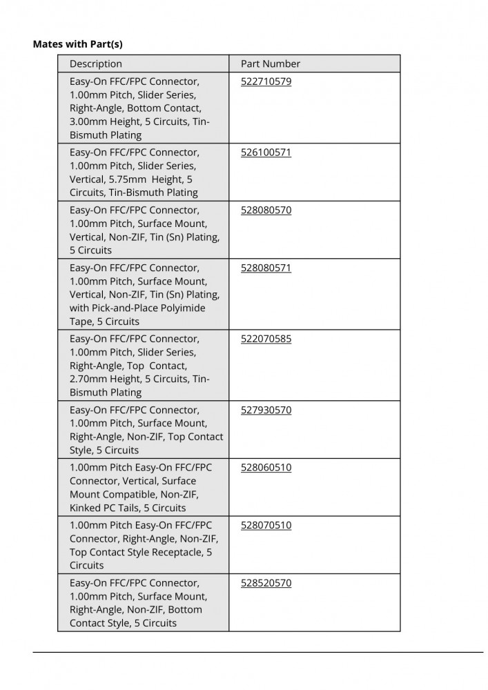 Molex FFC family specification, page 3