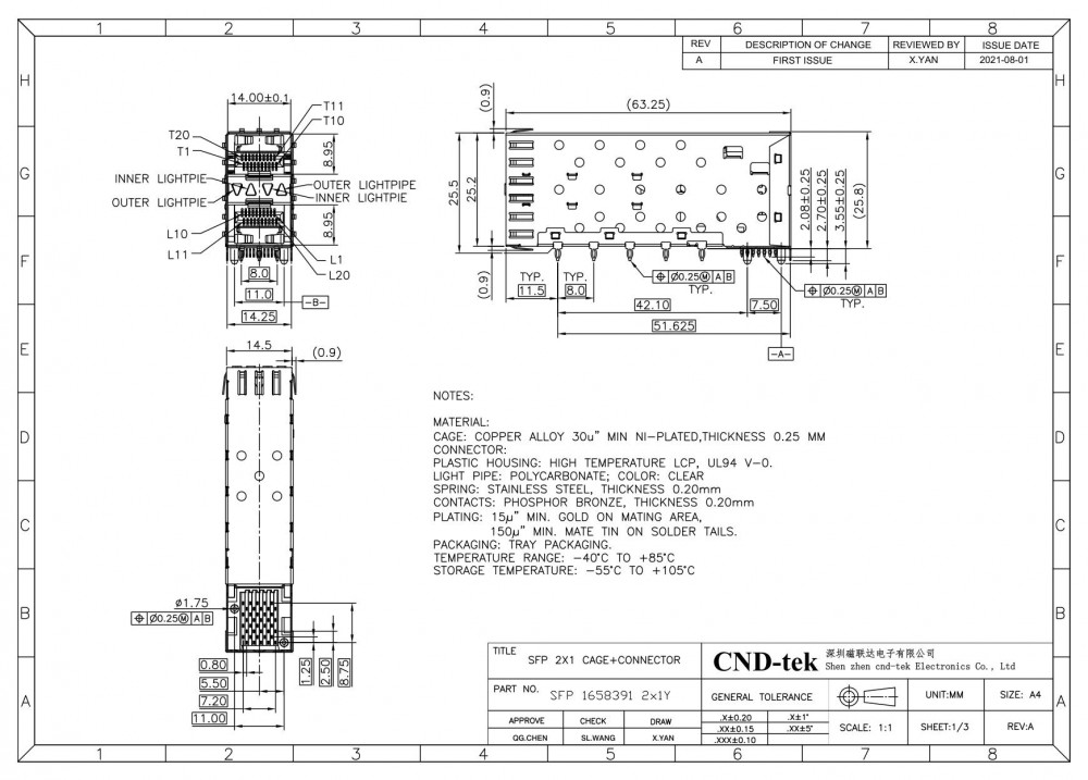 SFP 1658391 2X1Y technical drawing page 1