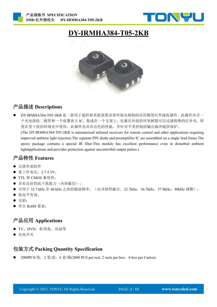 DY-IRMHA384-T05-2KB datasheet page 2